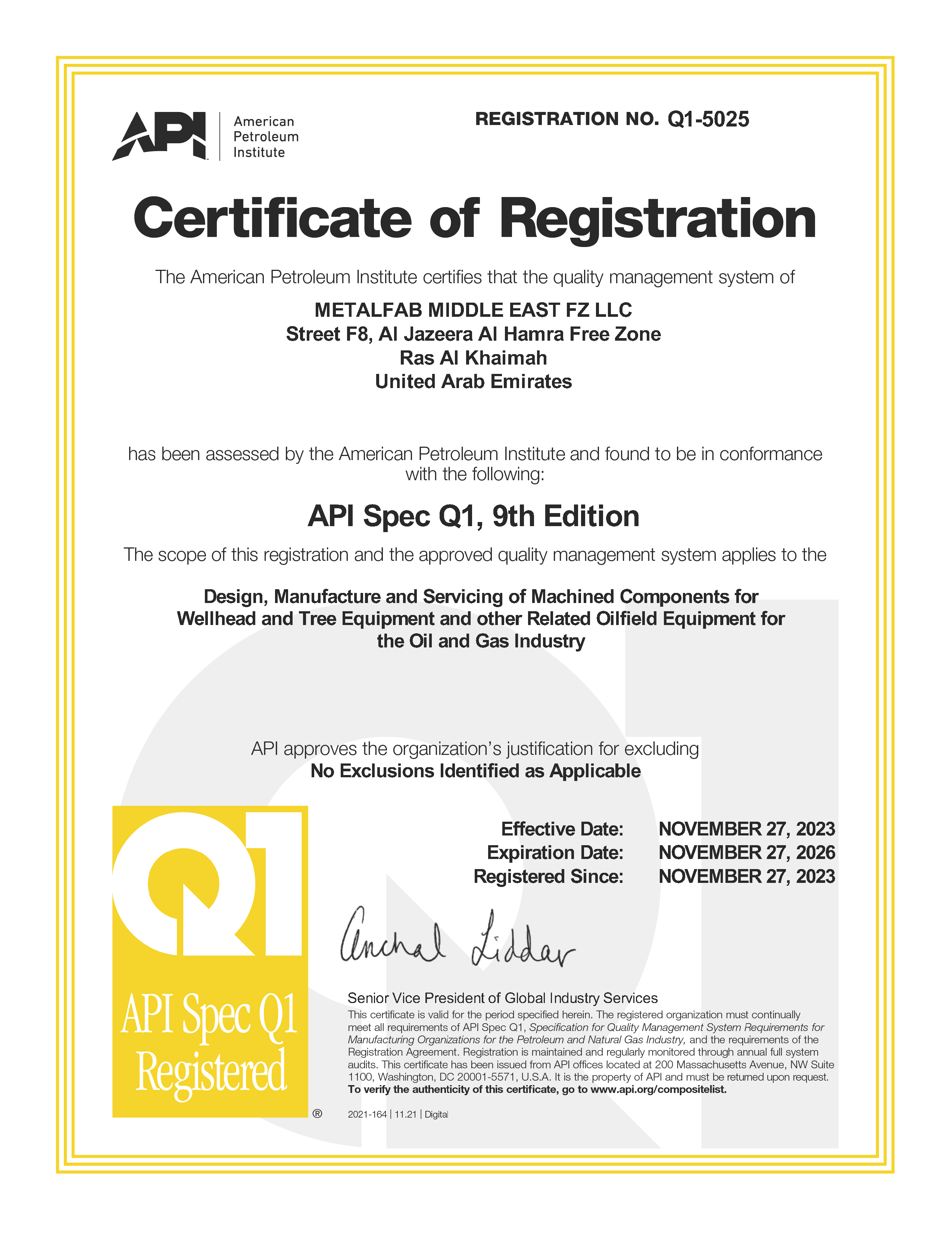 Our Certifications - METALFAB E&C